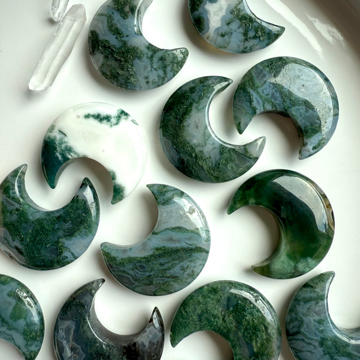 Moss Agate Crystals – Crescent Moons, Bracelets, Spheres, Towers & More ...