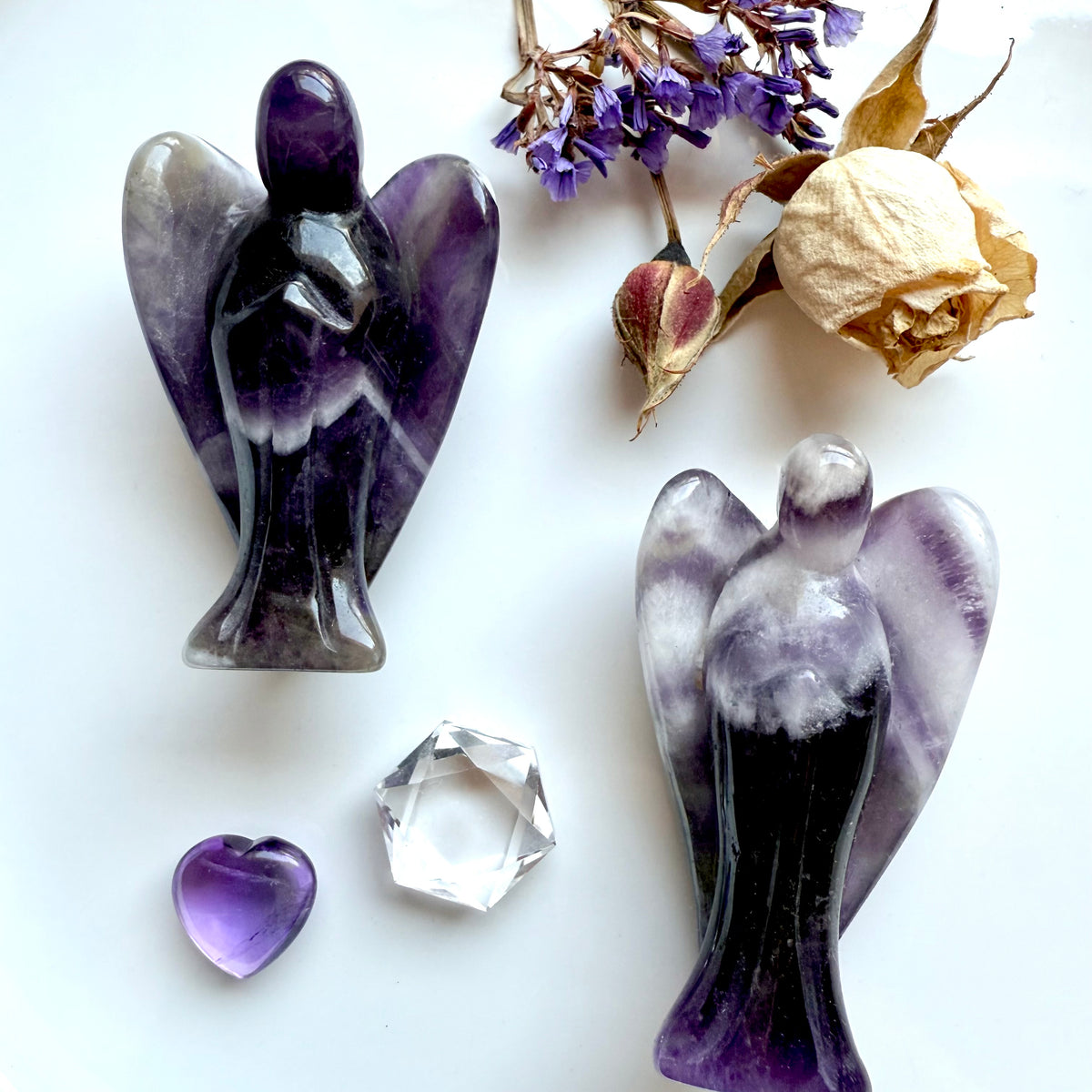 Dream Amethyst Angel – Chevron Amethyst Carving for Peace + Clarity ...