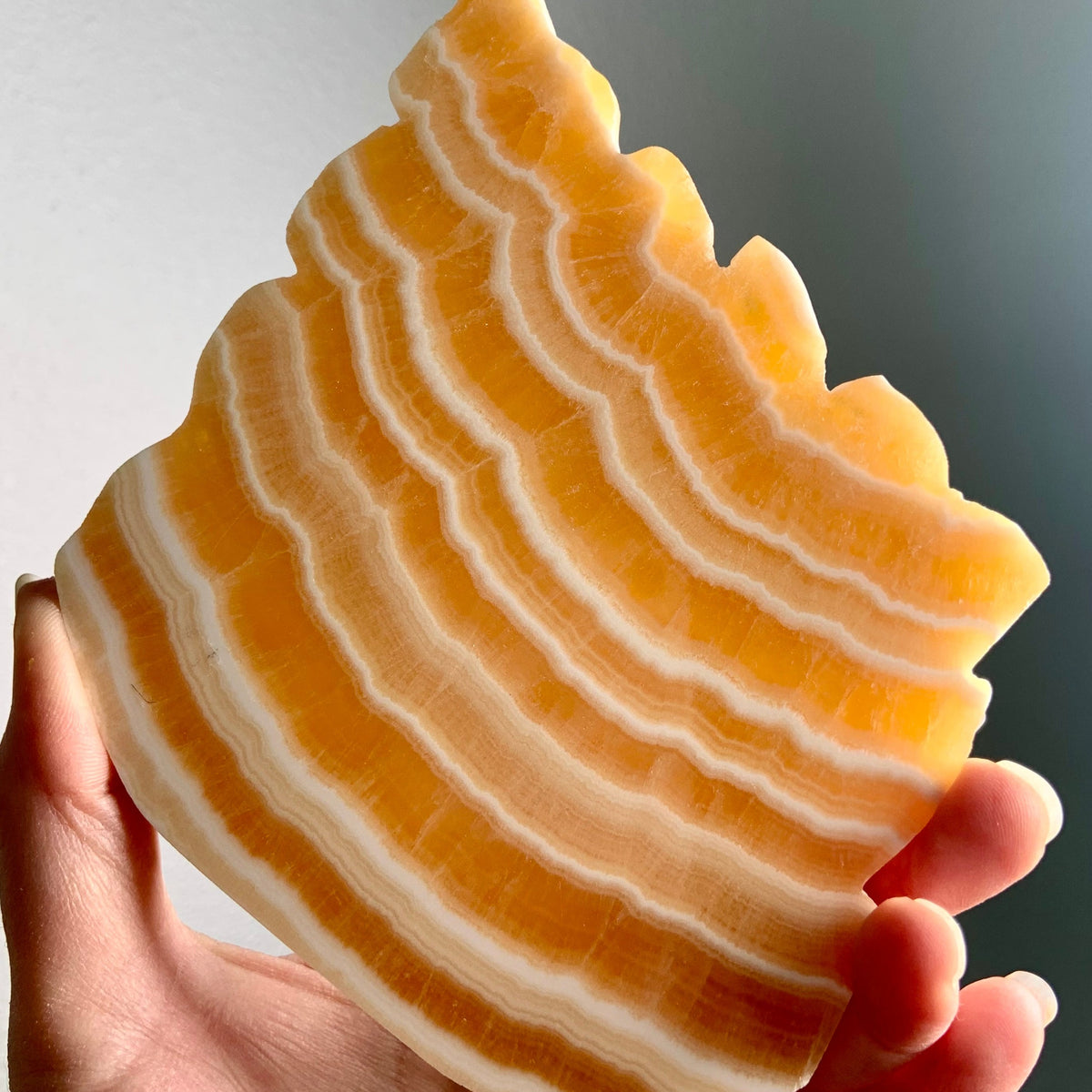 Banded Orange Calcite Slab | Orange Calcite + White Aragonite Crystal ...