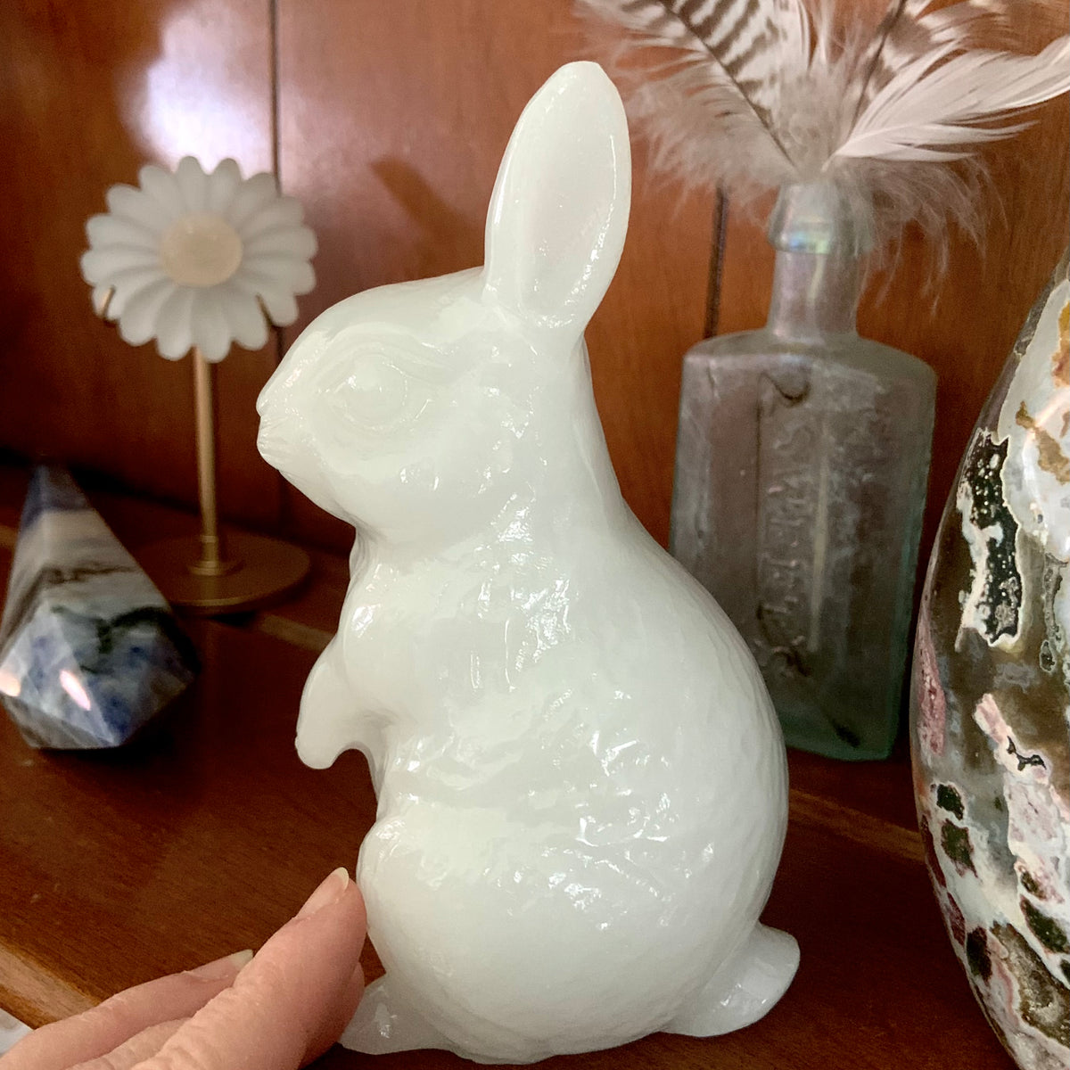 White Jade Rabbit Carving – Hanbai Jade Bunny for Luck & Abundance ...