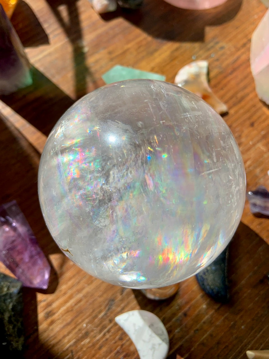Mega Rainbows Optical Calcite Sphere, A++ Clear Calcite Crystal Ball w ...